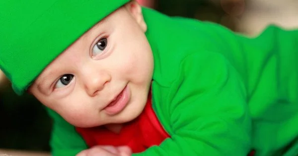Child's Love - Cute Little Baby In A Green Get-Up