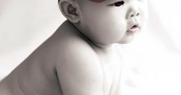 Child's Love - Cute Baby With Big Red Flower