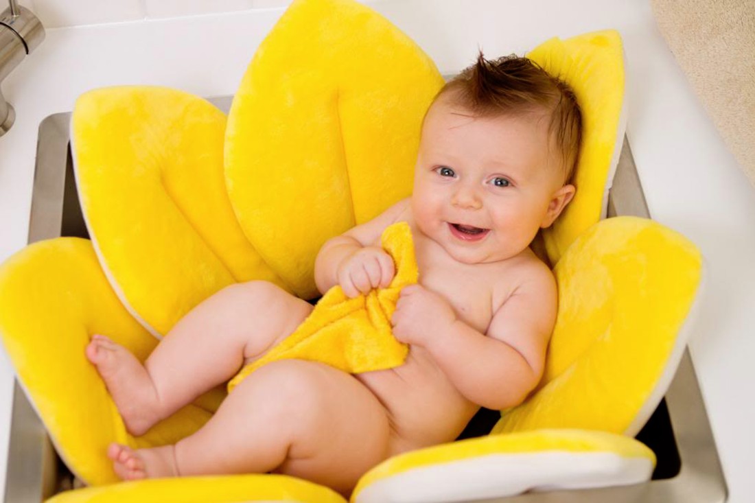 Child's Love - Smiling Baby In Yellow Flower - Baby Posters | OshiPrint.in